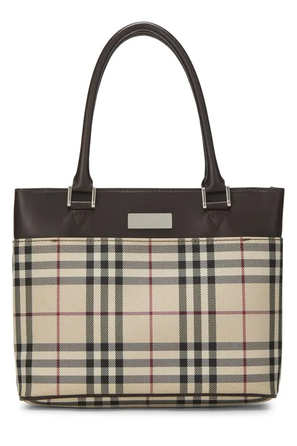 Burberry Check Nylon Handbag - Brown