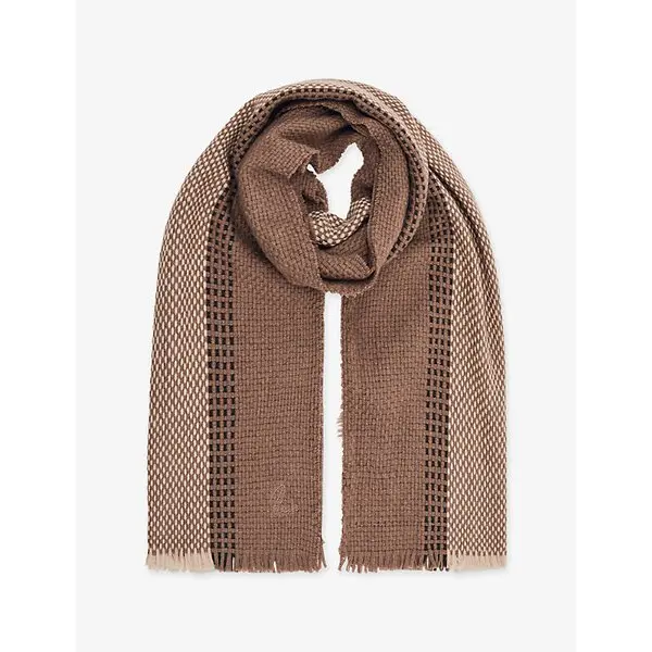 REISS Vivienne Textured Wool And Cashmere-blend Scarf - Taupe