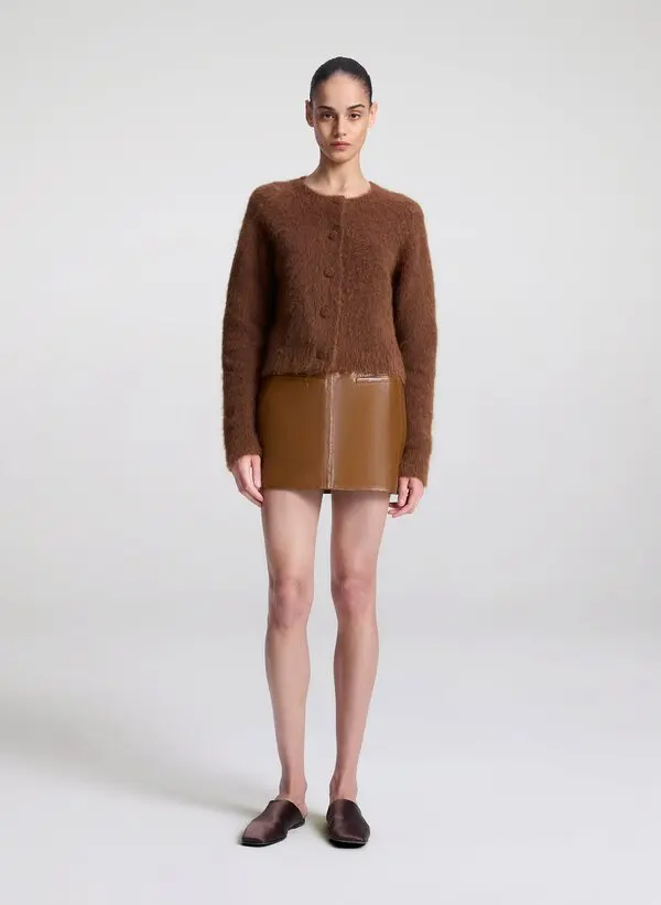 A.L.C. Cowan Leather Mini Skirt - Saddle