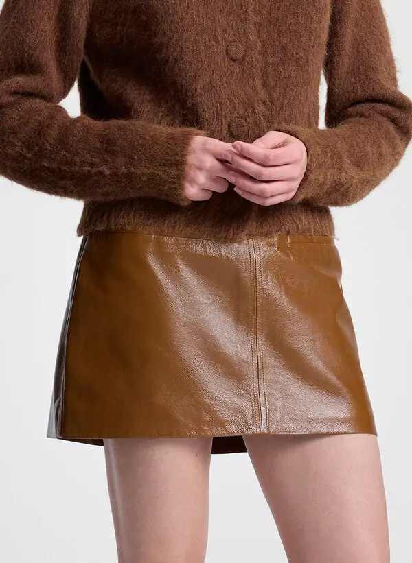 A.L.C. Cowan Leather Mini Skirt - Saddle
