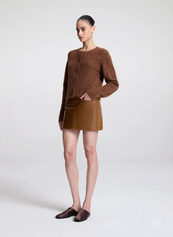 A.L.C. Cowan Leather Mini Skirt - Saddle