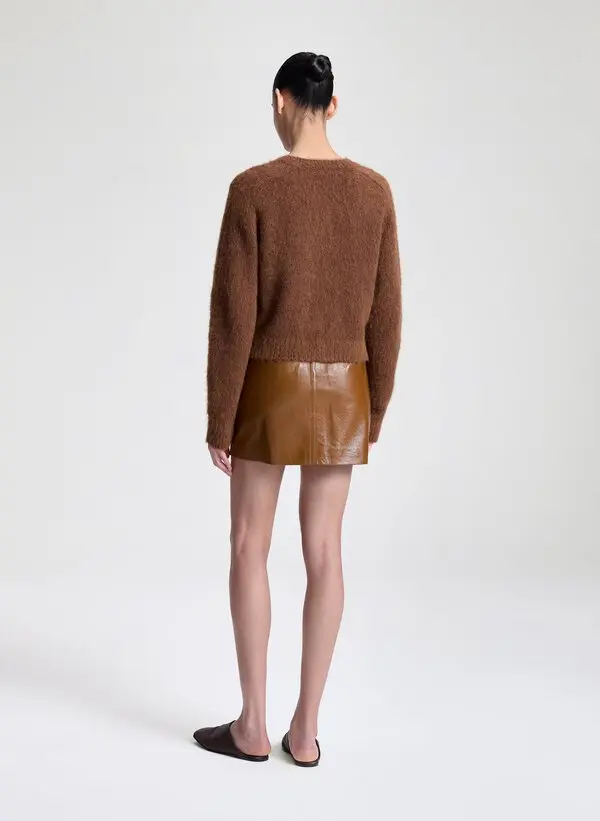 A.L.C. Cowan Leather Mini Skirt - Saddle