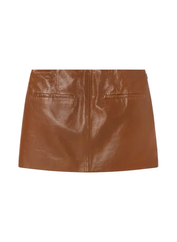 A.L.C. Cowan Leather Mini Skirt - Saddle