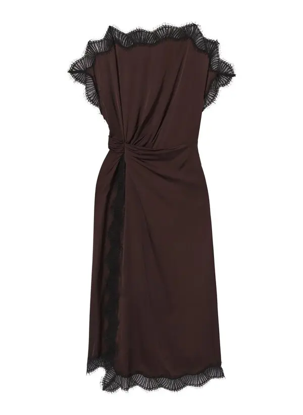 A.L.C. Luna Lace-trimmed Midi Dress - Cocoa/black