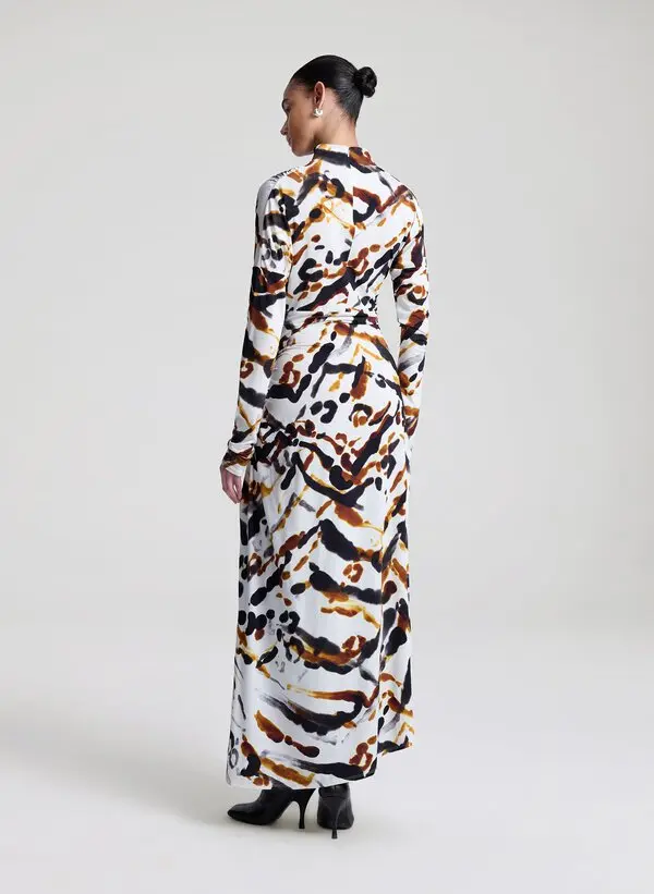 A.L.C. Printed Jersey Maxi Dress - Black/Camel - 60% Off | Editorialist