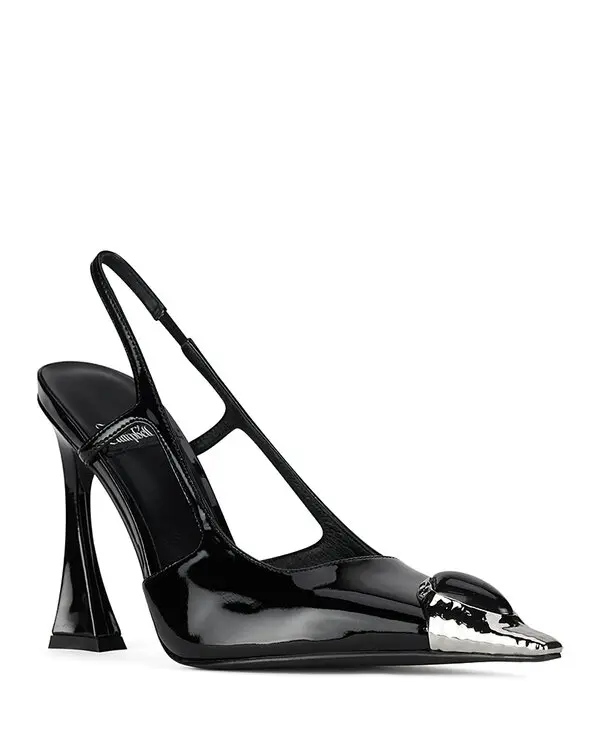 Jeffrey Campbell Sorcerer Leather Slingback Pumps - Black/silver