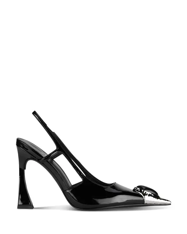 Jeffrey Campbell Sorcerer Leather Slingback Pumps - Black/silver