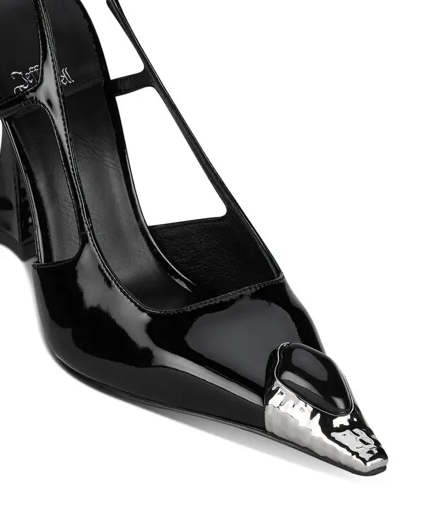 Jeffrey Campbell Sorcerer Leather Slingback Pumps - Black/silver