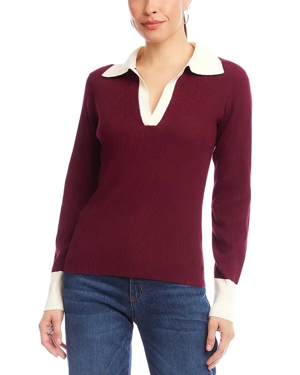 Karen Kane Collared Ribbed Sweater - Wcr