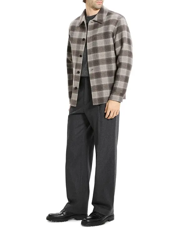 Theory Wool & Cashmere Check Overshirt - Feather Multi