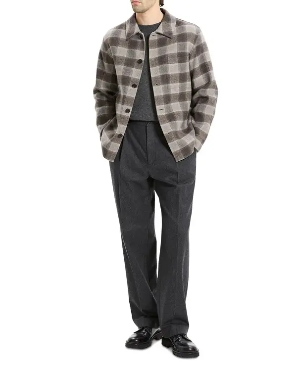 Theory Wool & Cashmere Check Overshirt - Feather Multi
