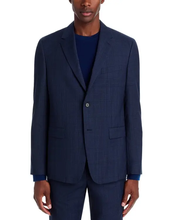 Theory Chambers Tonal Plaid Slim Fit Suit Jacket - Navy