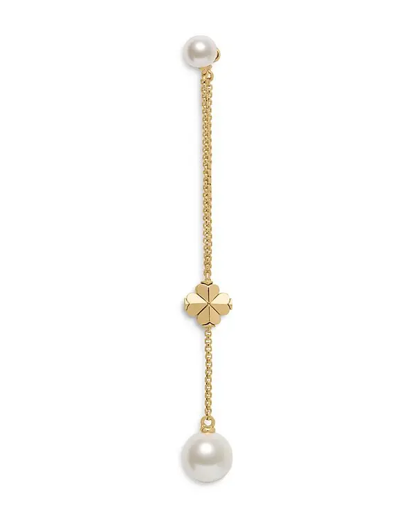 Kate Spade New York Spade Flower Imitation Pearl Chain Drop Earrings - Pearl/gold