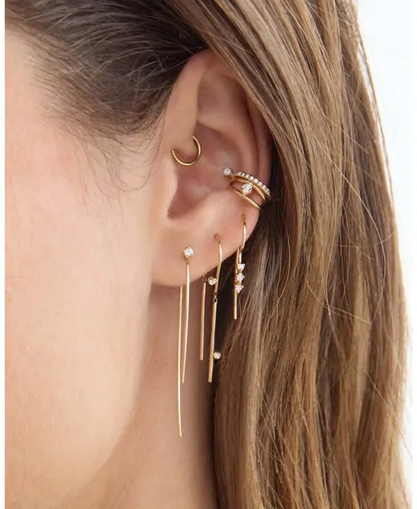 Zoe Chicco 14k Yellow Diamonds Wire Threader Earrings