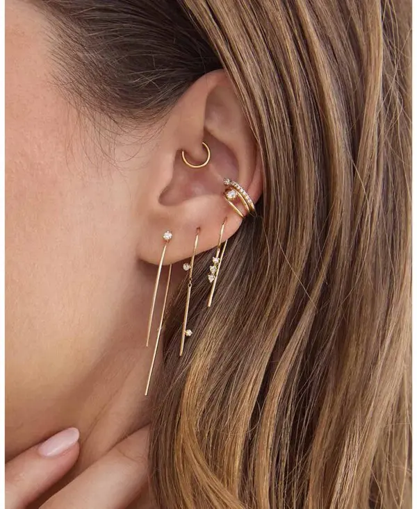 Zoe Chicco 14k Yellow Diamonds Wire Threader Earrings