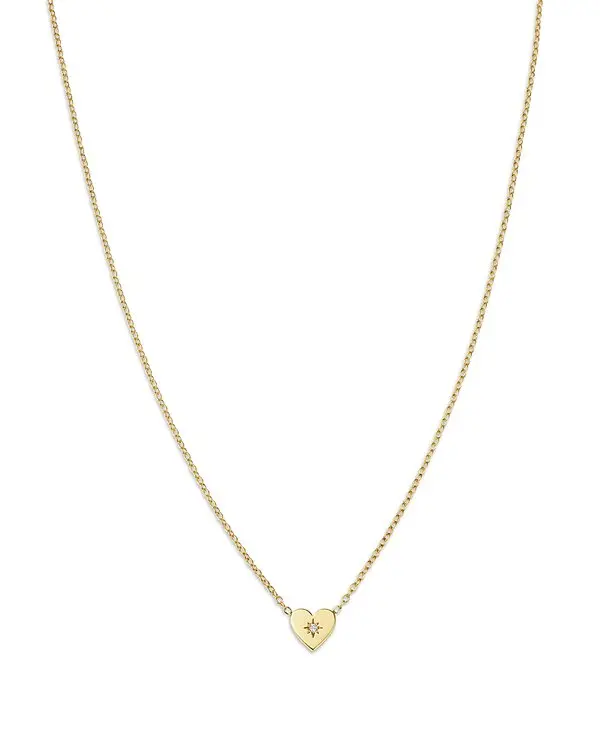 Zoe Chicco 14k Yellow Diamond Heart Pendant Necklace - Gold