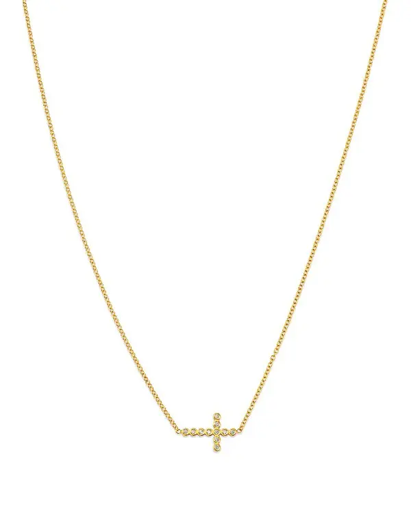 Zoe Chicco 14k Yellow Diamond Cross Pendant Necklace - Gold
