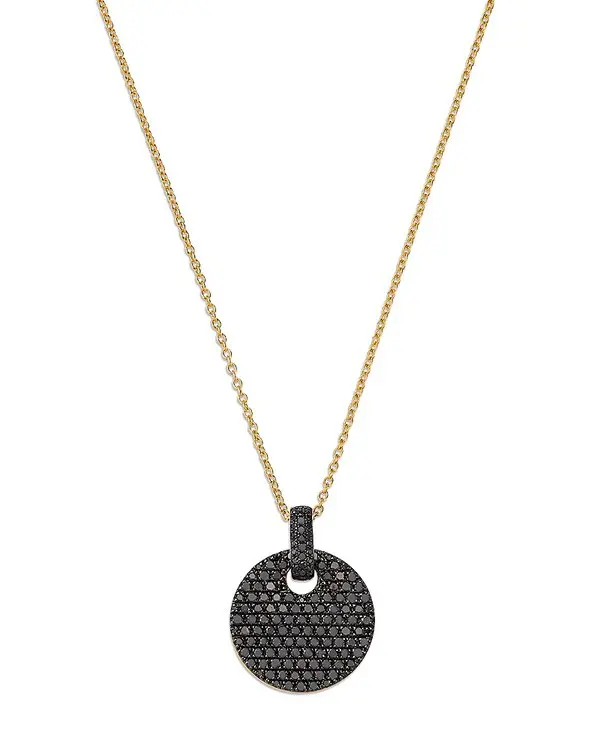 Bloomingdale'S Black Diamond And Yellow Gold Disc Pendant Necklace - Black/gold