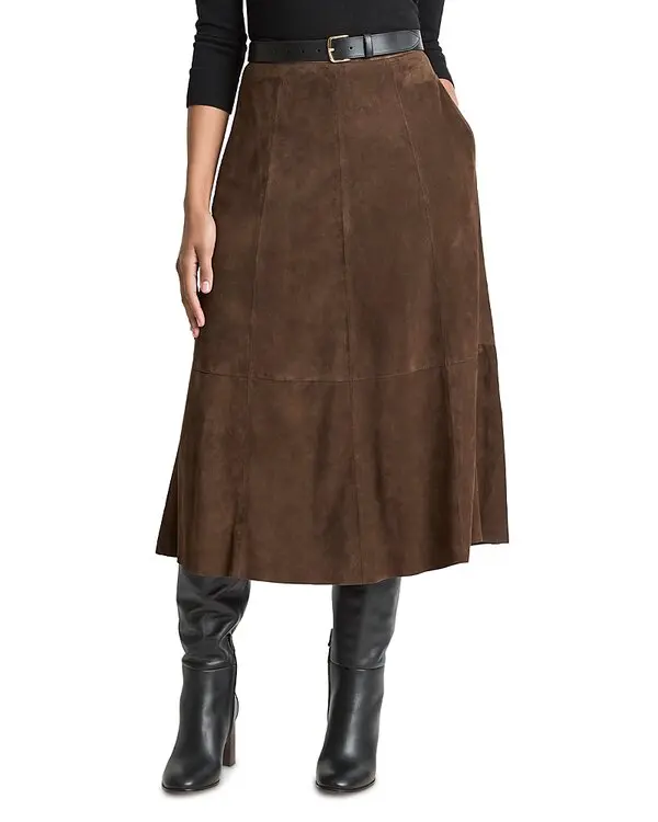 Vince Flared Leather Skirt - Deep Espresso