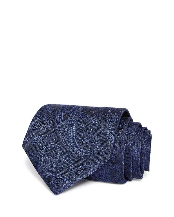Canali Silk Textured Paisley Neck Tie - Blue
