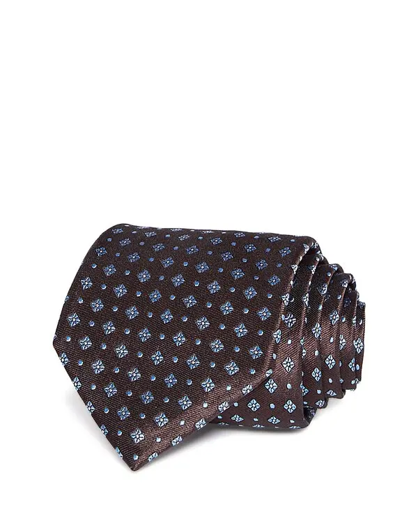 Canali Silk Medallion Neck Tie - Brown