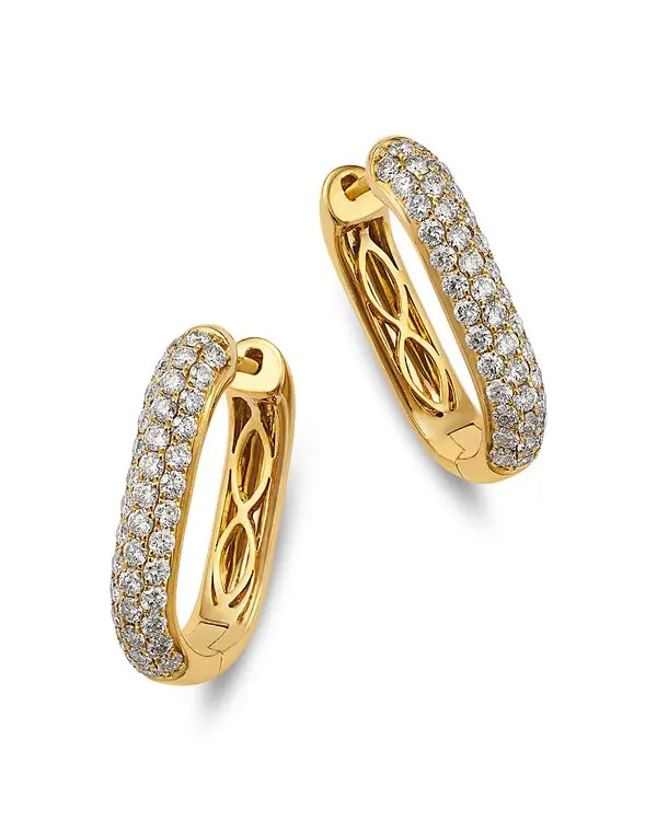 Bloomingdale'S 14k Pave Diamond Hoop Earrings - Yellow Gold