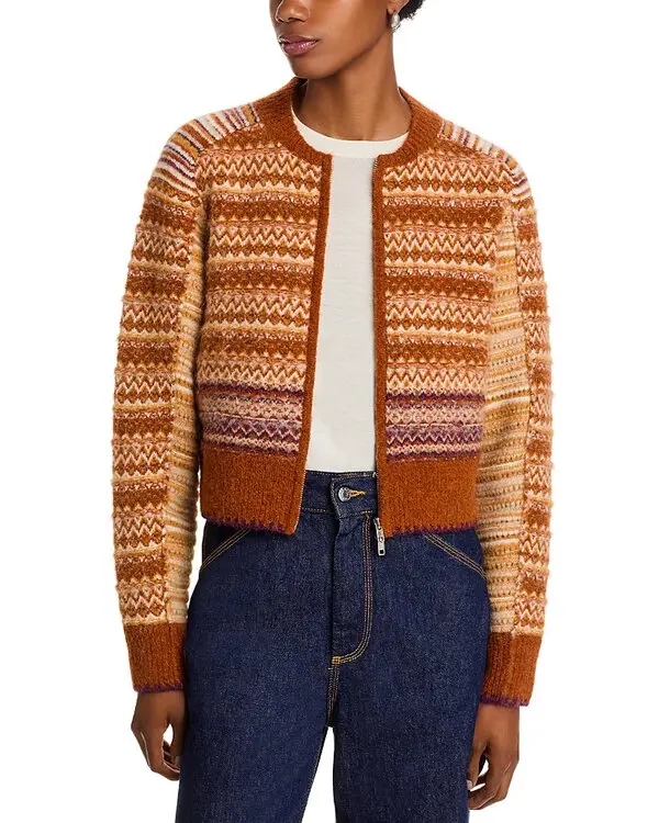 3.1 Phillip Lim Jacquard Raglan Zip Cardigan - Sunset Multi