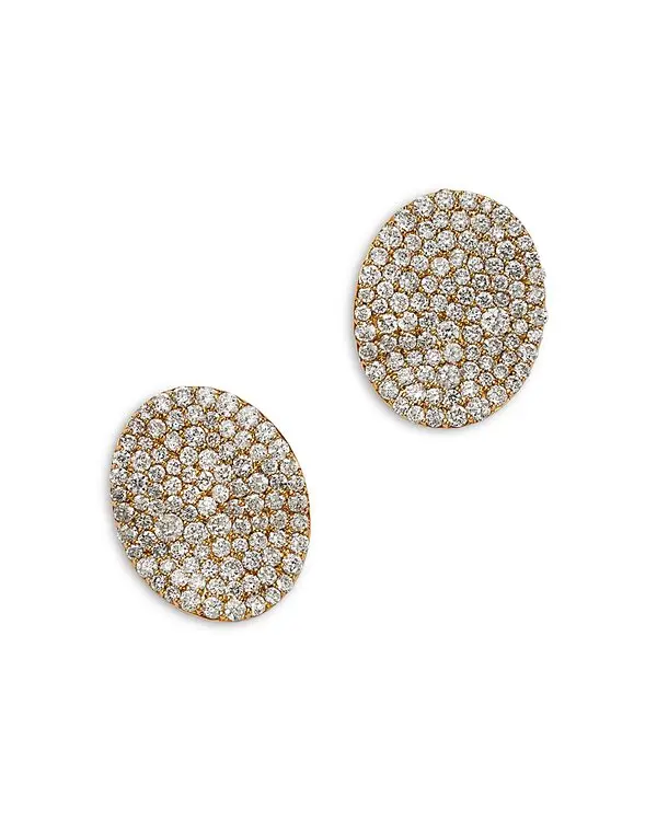 Bloomingdale'S 14k Pave Diamond Disc Stud Earrings 1.0 Tcw - Yellow Gold