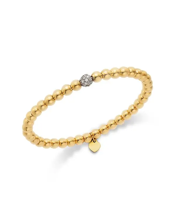 Bloomingdale'S Diamond Pave Bead Stretch Bracelet - Yellow Gold