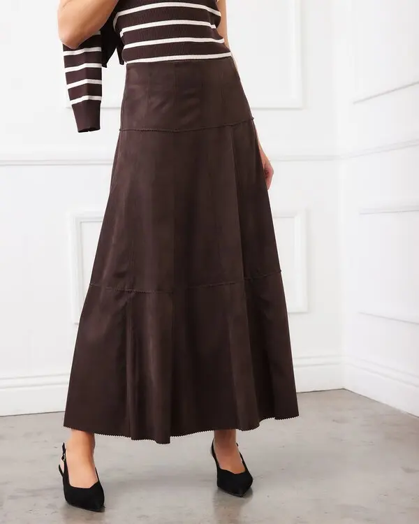 Karen Kane Tiered Faux Suede Skirt