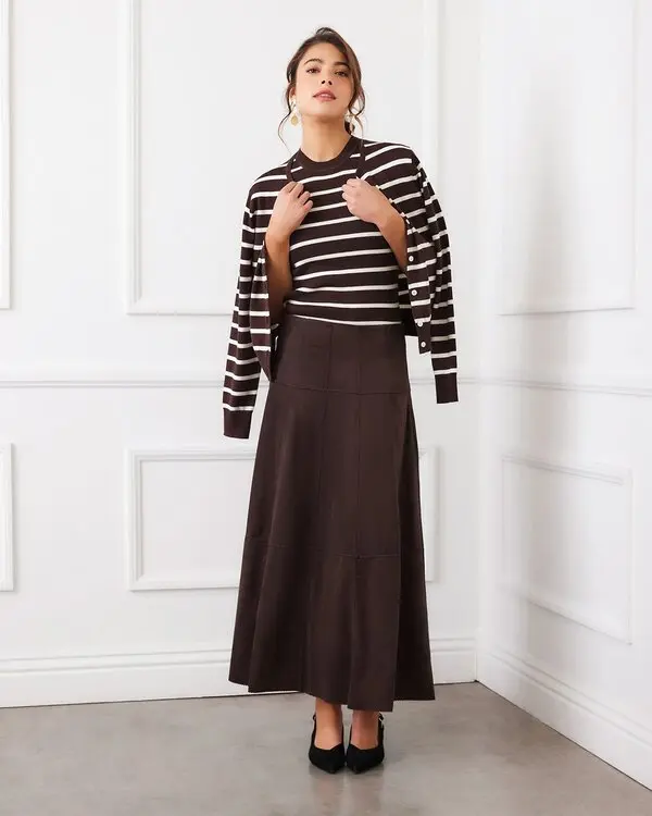 Karen Kane Tiered Faux Suede Skirt