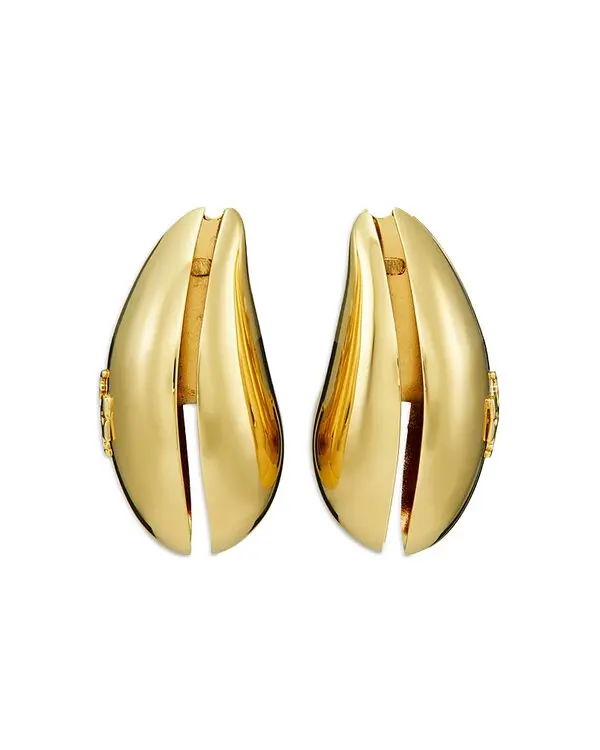Tory Burch Wave Clip On Drop Earrings In 18k Plated - Gold