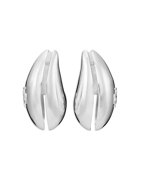 Tory Burch Wave Clip On Drop Earrings In 18k Plated - Silver