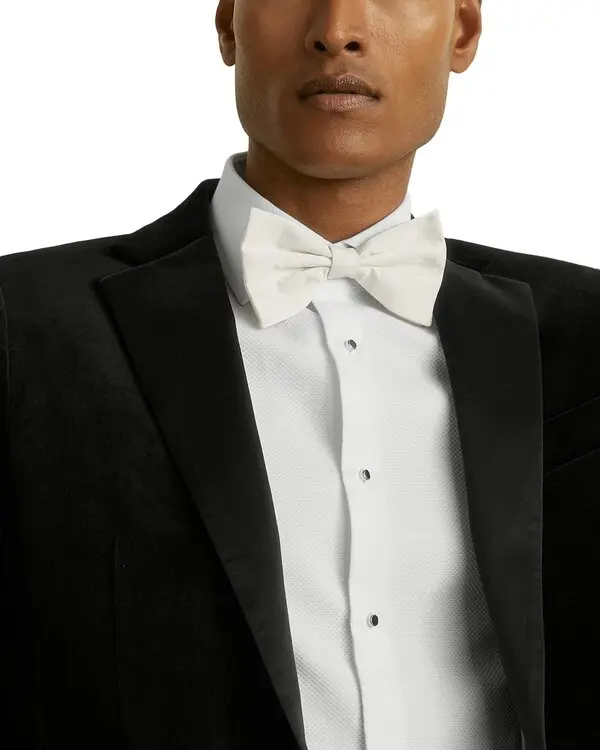 REISS Silk Grosgrain Bow Tie - Ivory