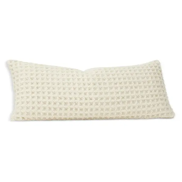 BOLL & BRANCH Grand Waffle Merino Wool Lumbar Pillow - Cream