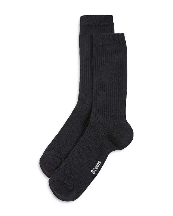STEMS Rib Knit Crew Socks - Black