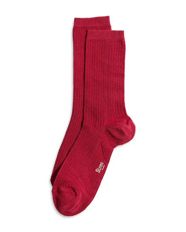 STEMS Rib Knit Crew Socks - Red