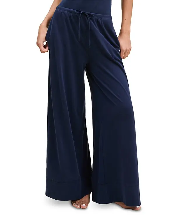 PETITE PLUME Pima Wide Leg Pajama Pants - Navy