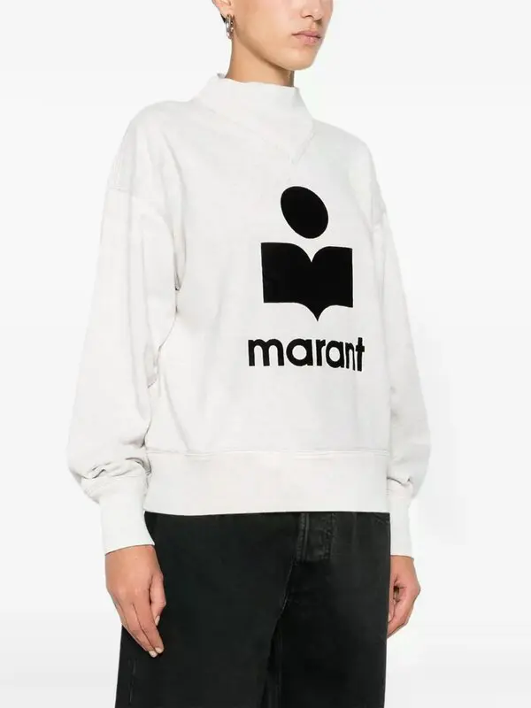MARANT ETOILE Flocked Logo Sweatshirt - Neutrals