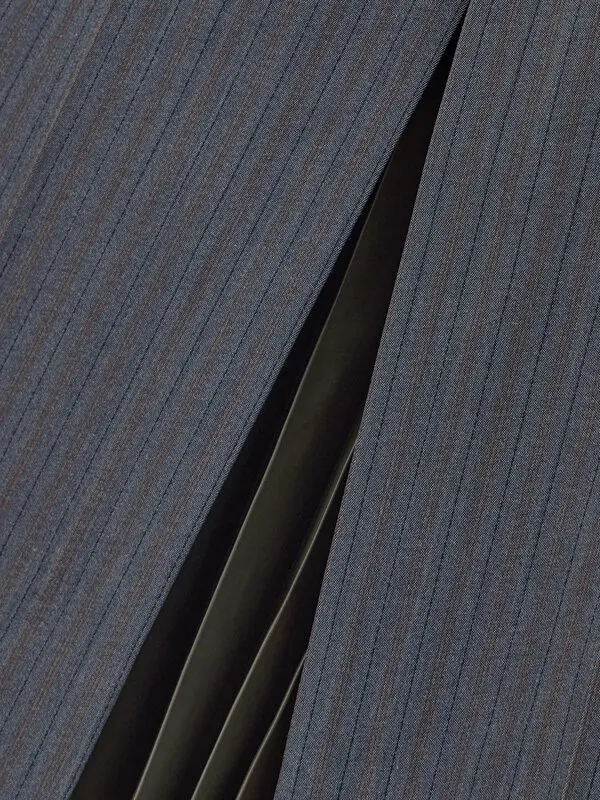 Sacai Paneled Striped Woven And Pleated Satin-twill Midi Skirt With Belt