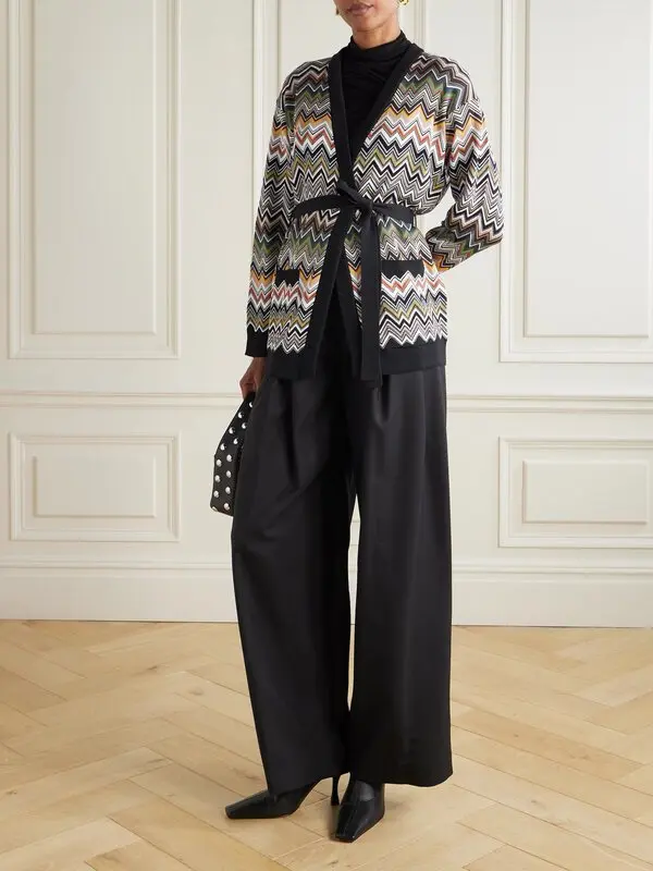 Missoni Belted Striped Jacquard-knit Cardigan