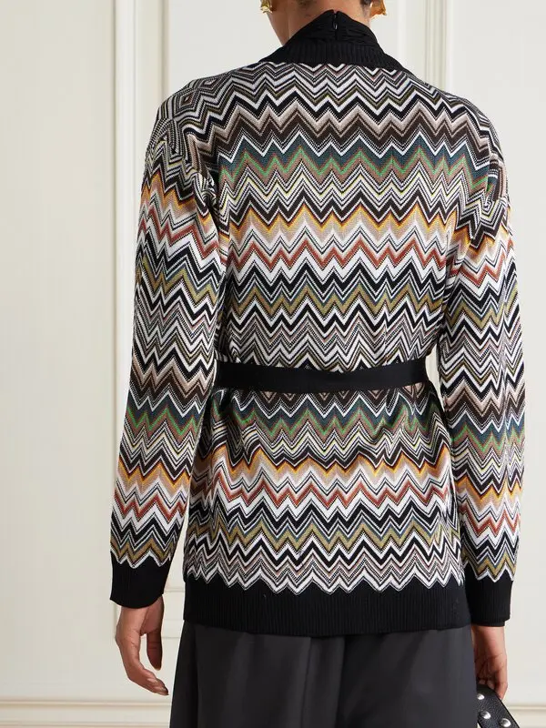 Missoni Belted Striped Jacquard-knit Cardigan