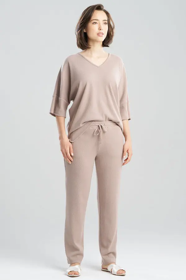 Natori Tranquility Waffle Tapered Pants - Brown