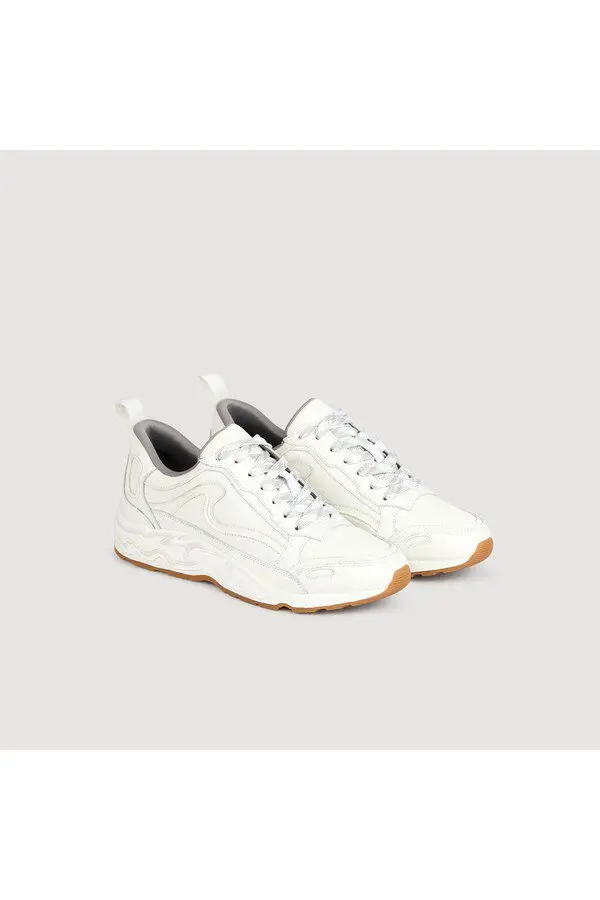 Sandro Flame Mixed Material Sneakers - White