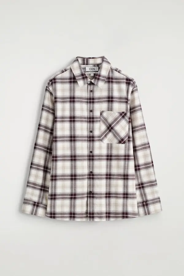 Cos Checked Pima Cotton Shirt - Beige