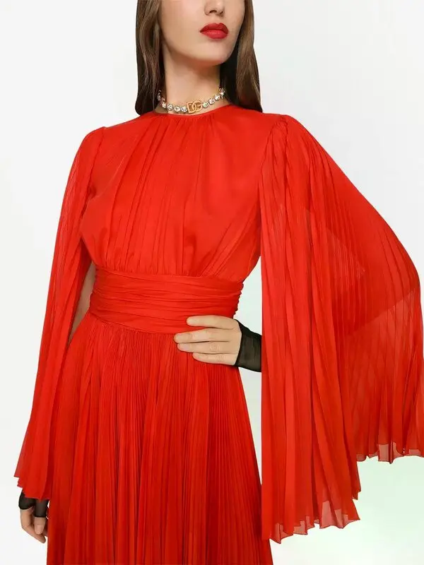 Dolce & Gabbana Slit-sleeved Pleated Gown