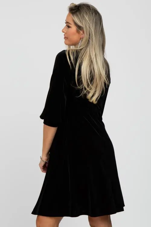 PINKBLUSH Velvet Wrap Front Babydoll Dress