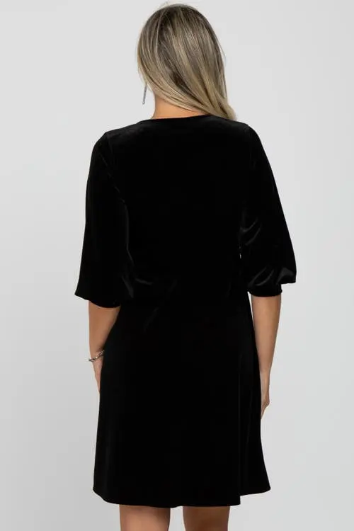 PINKBLUSH Velvet Wrap Front Babydoll Dress