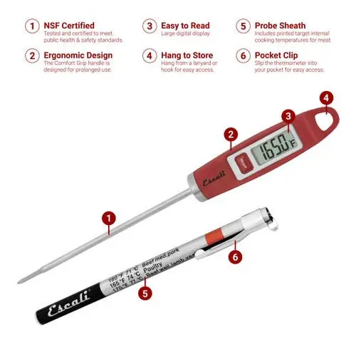 ESCALI Gourmet Digital Thermometer - Red