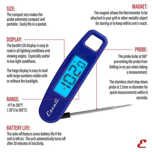 ESCALI Compact Folding Digital Thermometer - Blue